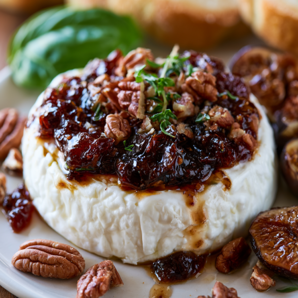 Elegant Goat Cheese Appetizer with Sweet Fig Jam and Crunchy Pecans ...